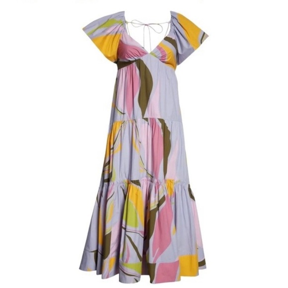 La Ligne | Dresses | Nwt La Ligne Stella Tiered Ruffle Cotton Midi ...